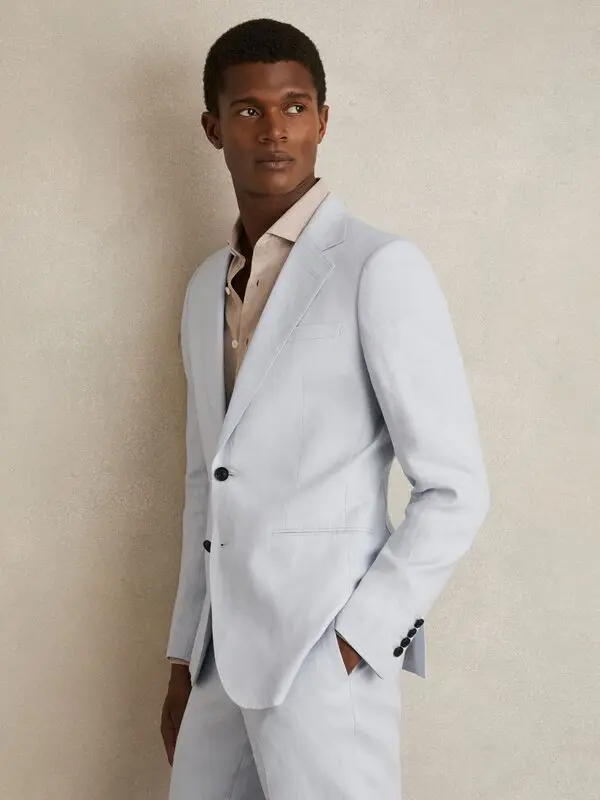 REISS Kin Slim Fit Single Breasted Linen Blazer
