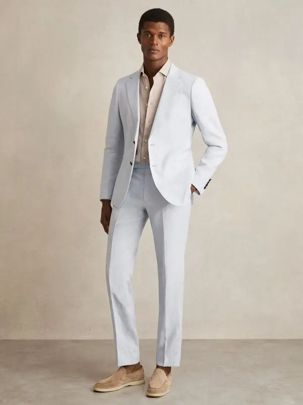 REISS Kin Slim Fit Single Breasted Linen Blazer