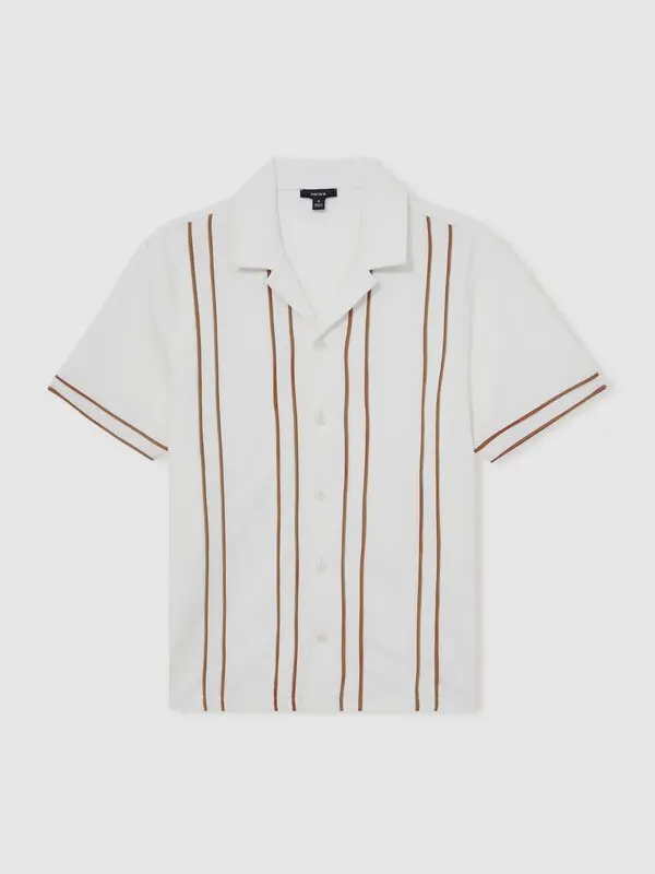 REISS Sander Piped-stripe Cuban-collar Shirt