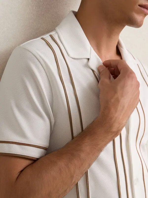 REISS Sander Piped-stripe Cuban-collar Shirt