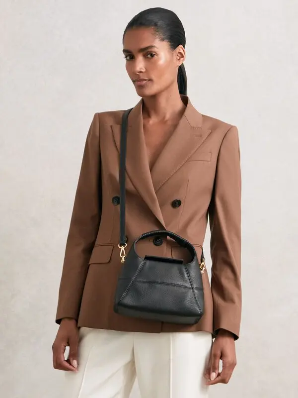 REISS Grained Leather Crossbody Bag