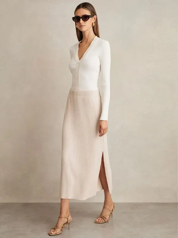 REISS Pippa Pleated Midi Skirt