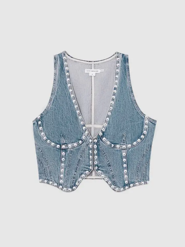 Good American Studded Denim Vest