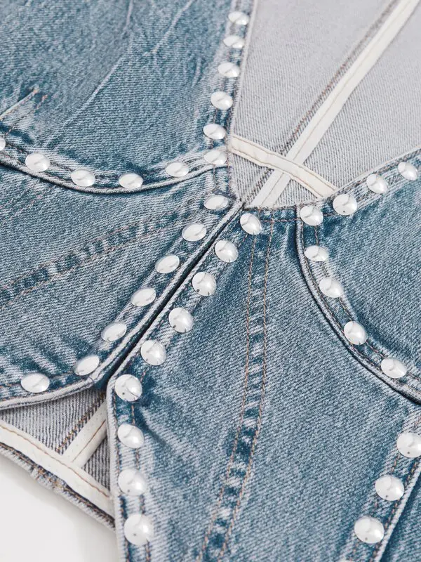 Good American Studded Denim Vest