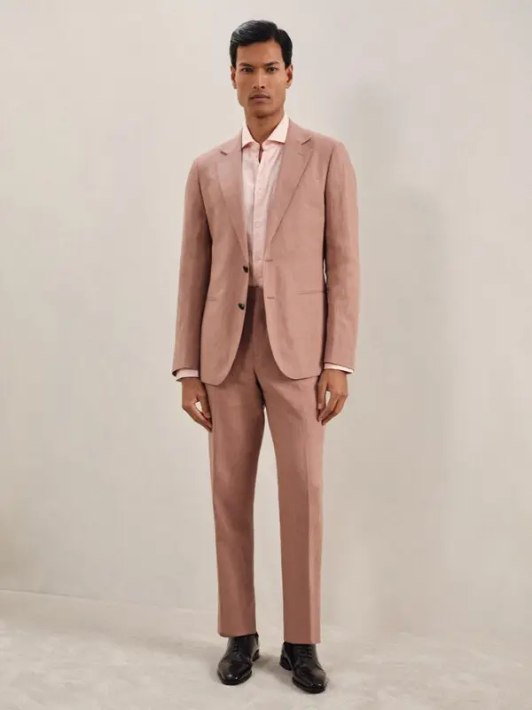 REISS Kin Single-breasted Linen Suit Blazer Slim Fit