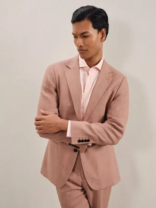 REISS Kin Single-breasted Linen Suit Blazer Slim Fit