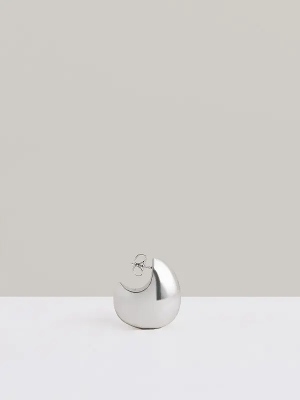 REISS Calla Curve Scoop Earrings - Silver Tone