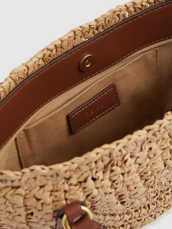 REISS Raffia Woven Cross-body Bag