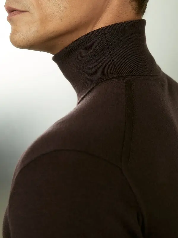 REISS Slim Fit Wool Roll Neck Jumper - Dark Bordeaux