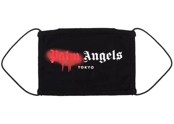 Palm Angels Paint Logo Face Mask - Black/red