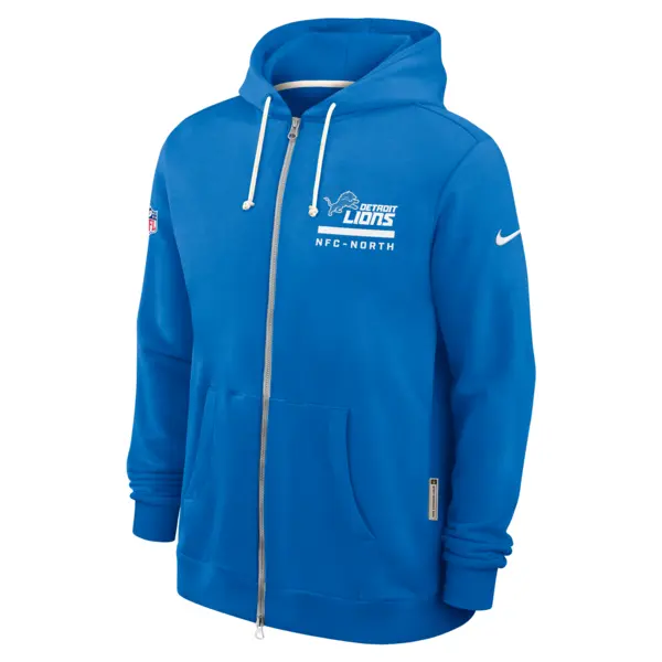 Nike Detroit Lions Sideline Dri-fit Nfl Full-zip Hoodie - Blue