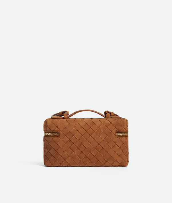 Bottega Veneta Intrecciato Suede Leather Vanity Case - Amber