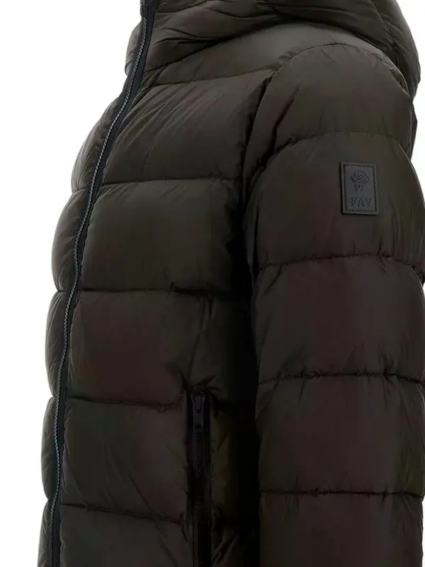 FAY Quilted Hooded Coat - Brown