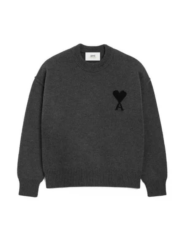 Ami De Coeur Crew-neck Wool Sweater - Grey