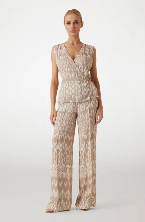 MARCIANO Britney Straight Leg Pants - Geo Monogram Beige/white
