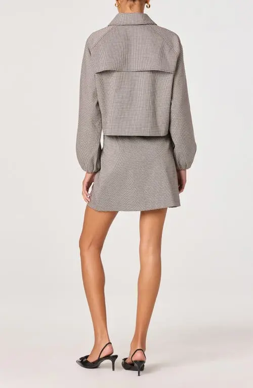 Astr The Label Pleated Houndstooth Mini Wrap Skirt