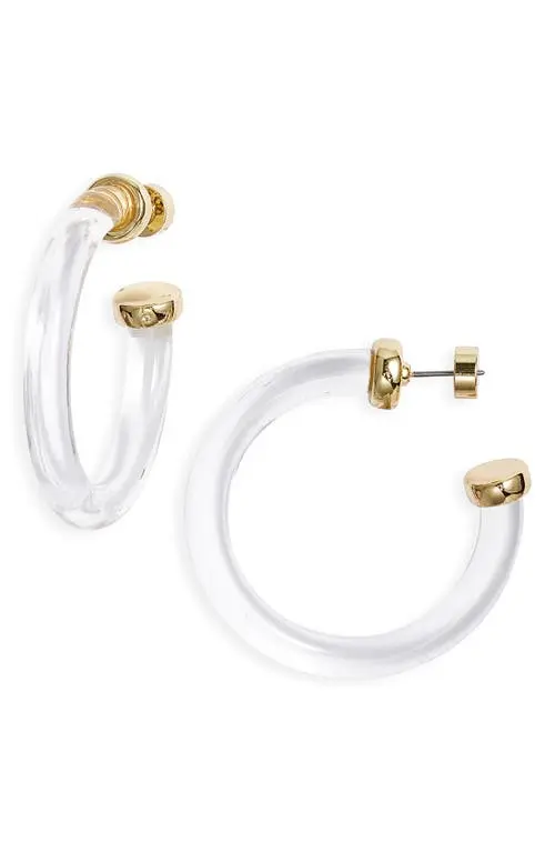 Nordstrom Resin Hoop Earrings - Clear- Gold
