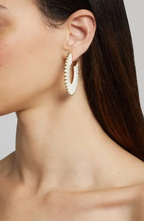 Nordstrom Raffia Wrapped Hoop Earrings - Ivory- Gold