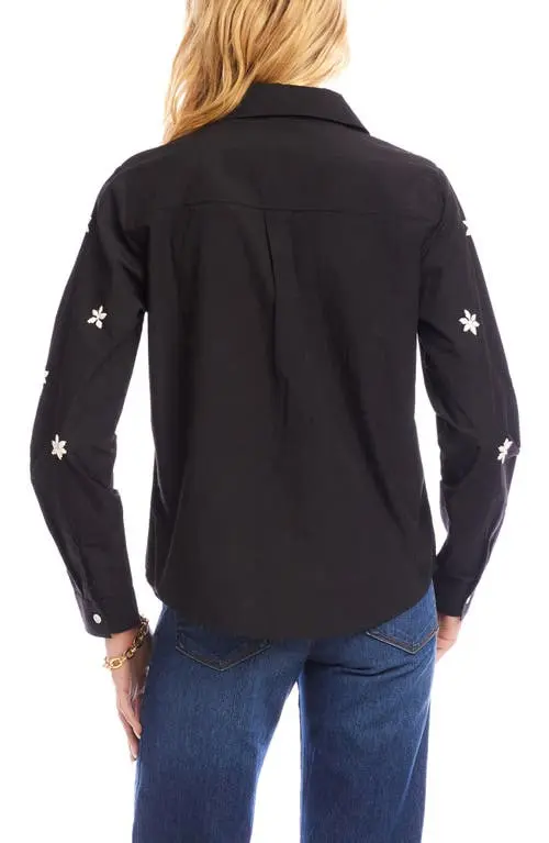 Karen Kane Embroidered Cotton Button-up Shirt