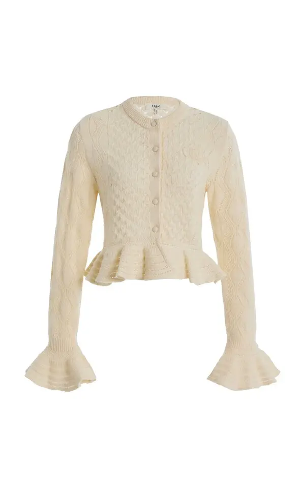 Chloé Ruffled Pointelle-knit Sweater