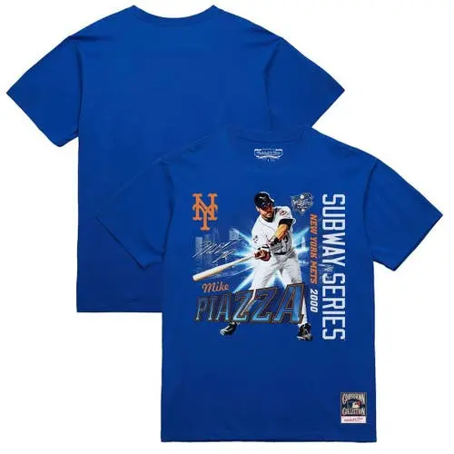 Mitchell & Ness Mike Piazza New York Mets 2000 Subway Series 25th Anniversary T-shirt - Royal