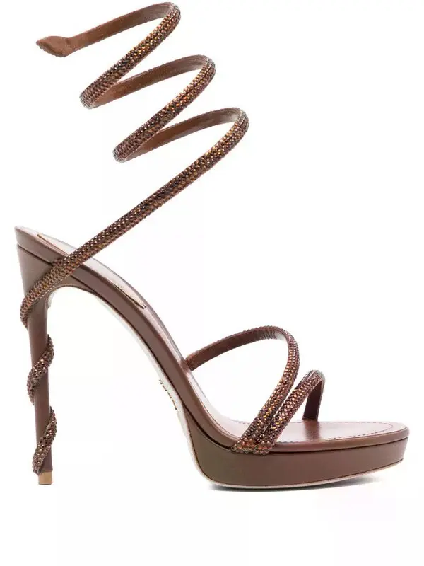 Rene Caovilla 120mm Margot Platform Sandals - Brown