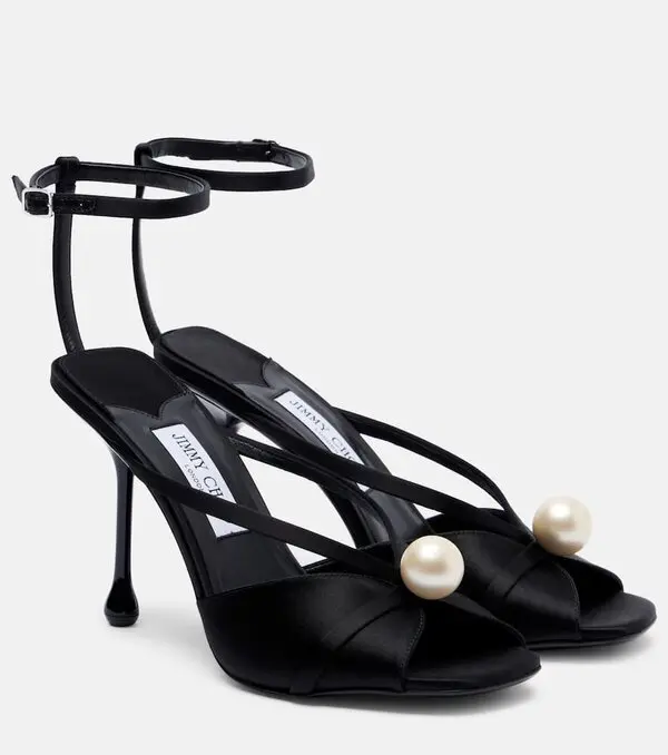 JIMMY CHOO Siva 95 Embellished Satin Sandals