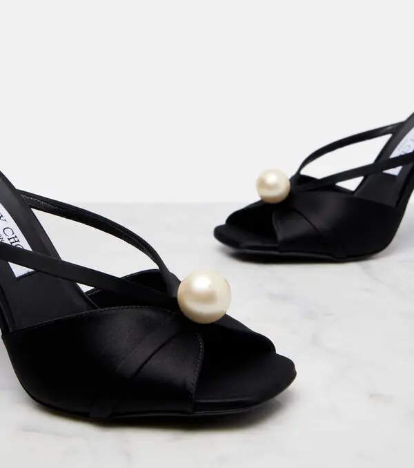 JIMMY CHOO Siva 95 Embellished Satin Sandals