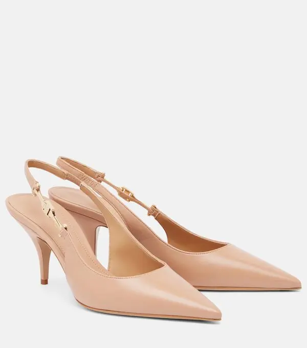 FERRAGAMO Tally 70 Leather Slingback Pumps - Beige