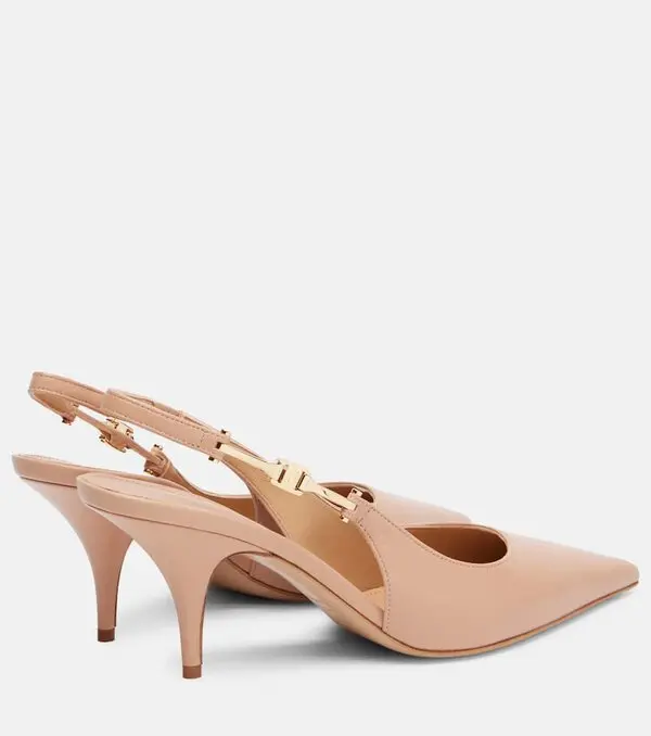 FERRAGAMO Tally 70 Leather Slingback Pumps - Beige