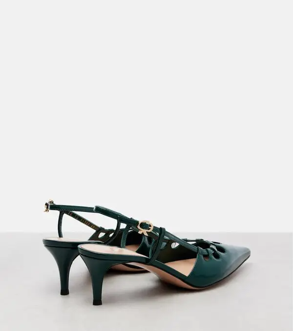GIANVITO ROSSI Eloise 55 Leather Slingback Pumps - Green
