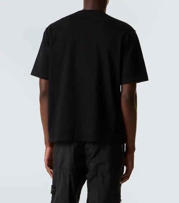 Stone Island Embroidered Cotton Jersey T-shirt - Black