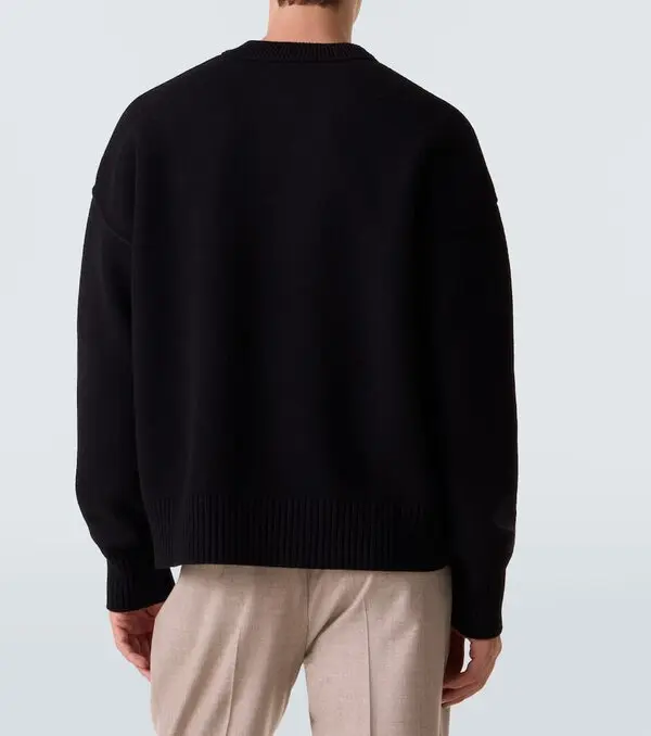 AMI Paris De Coeur Virgin Wool Sweater - Black