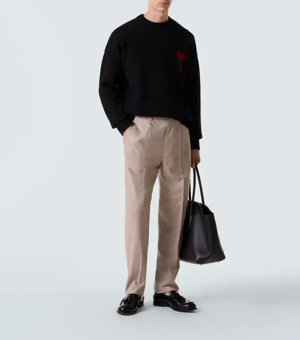 AMI Paris De Coeur Virgin Wool Sweater - Black