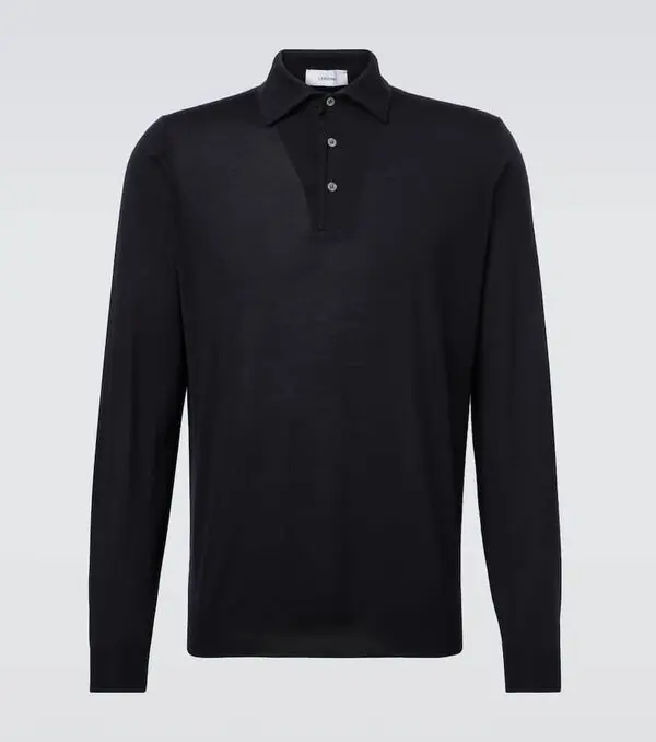 LARDINI Virgin Wool Polo Sweater - Blue