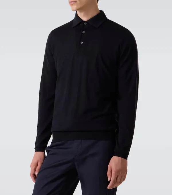 LARDINI Virgin Wool Polo Sweater - Blue