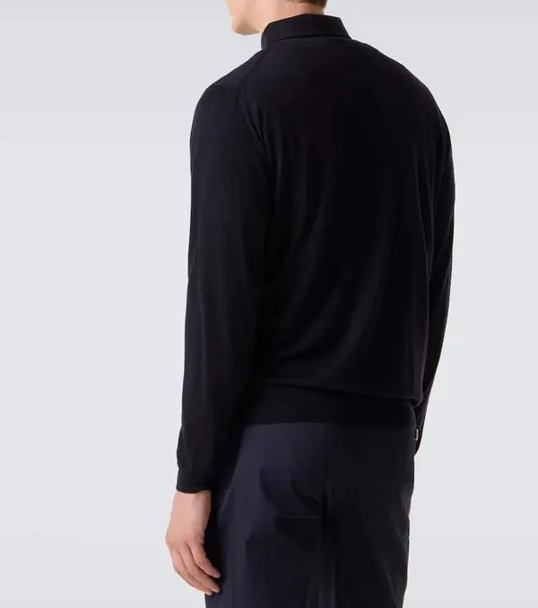 LARDINI Virgin Wool Polo Sweater - Blue