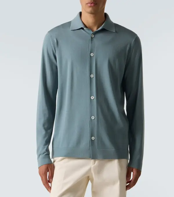 LARDINI Virgin Wool Shirt - Blue