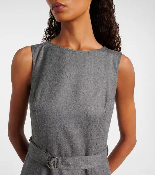 Brunello Cucinelli Belted Virgin Wool Midi Dress