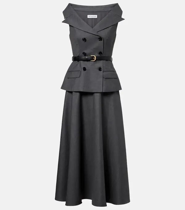 SELF-PORTRAIT Wool-blend Midi Dress