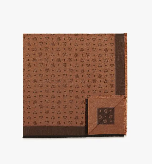 Mcm Monogram Shawl In Wool-silk Jacquard - Mars Gold