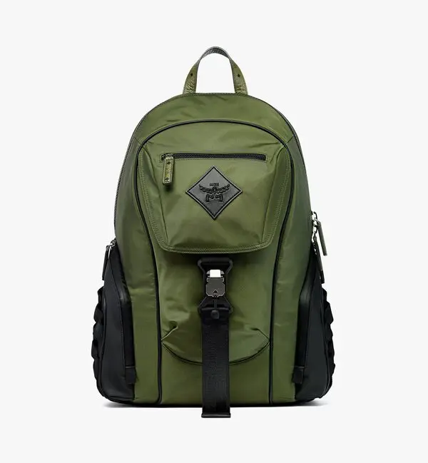 Mcm Aren Backpack In Econyl And Monogram Printed Leather