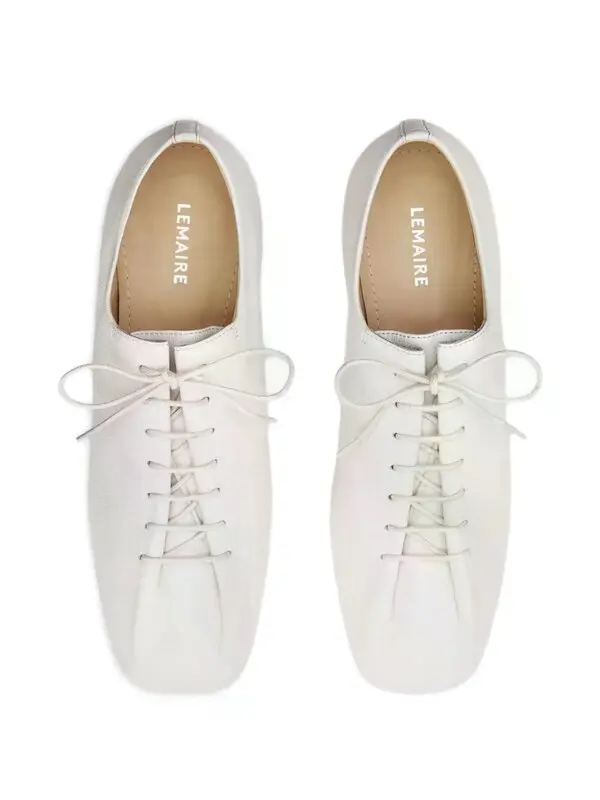 LEMAIRE Souris" Flat Classic Derbies In Washed Nappa Lambskin - White