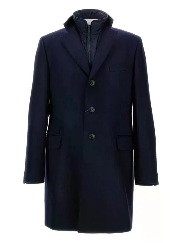 FAY Three-button Detachable-collar Coat - Blue