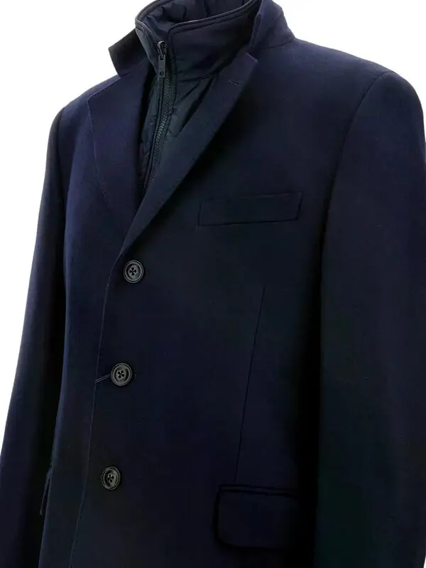 FAY Three-button Detachable-collar Coat - Blue