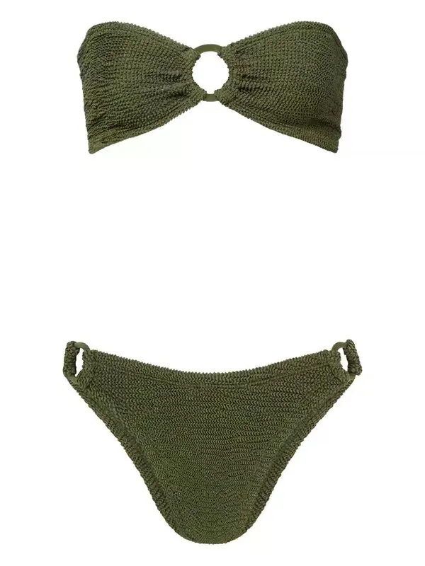Hunza G Ring-detail Bandeau Bikini - Green