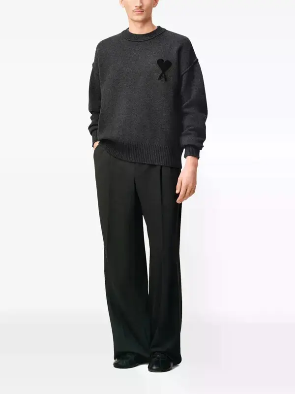 AMI Paris De Coeur Crewneck Wool Sweater