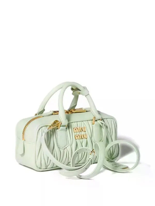 Miu Miu Arcadie Matelassé Leather Tote Bag - Green