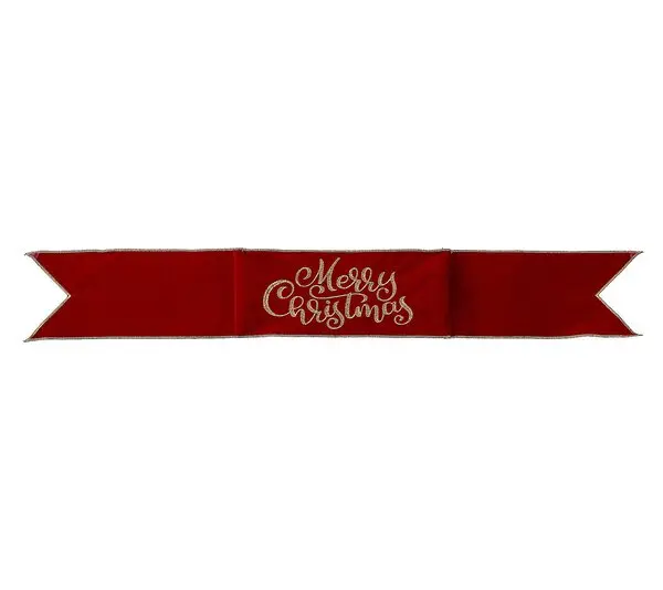 VALERIE PARR HILL 6' X 44' Velvet 'merry Christmas' Banner Val Erie - One-color
