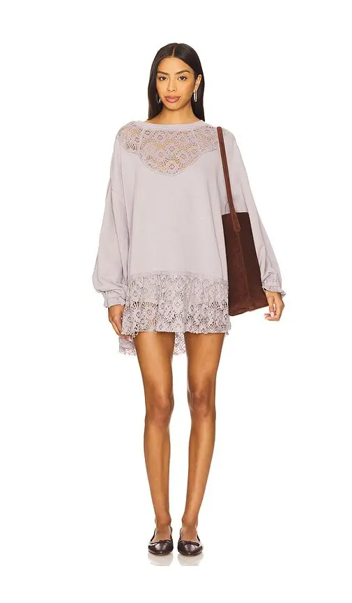 Free People X Belle Sweatshirt With Lace Trim